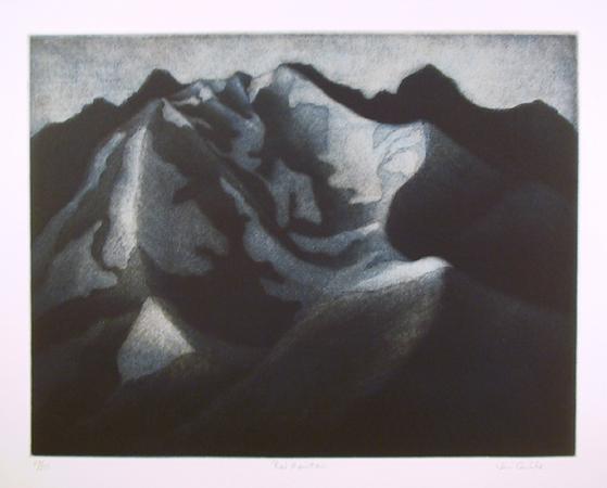 Jan Hildebrand Carlile, Red Mountain, Aquatint Etching