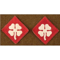 Pr WWII White Clover Patches 4th Army Shoulder Insignia