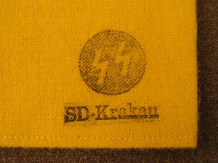 NAZI SS ARMBAND-YELLOW WOOL W/LARGE SS RUNES