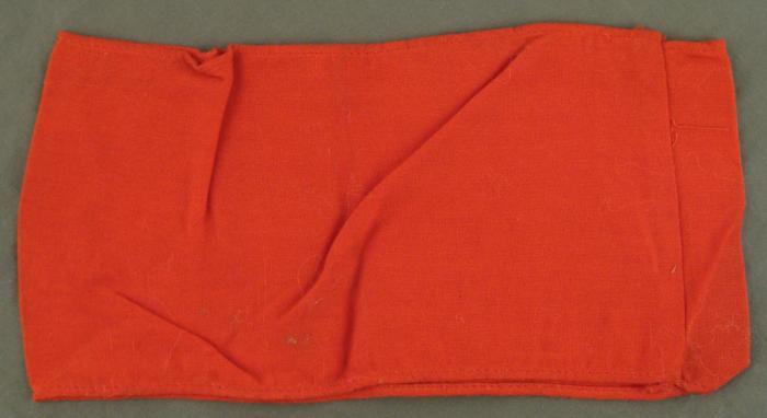 UNIQUE ORIGINAL NAZI ARMBAND-RED W/INK STAMP & SWASTIKA