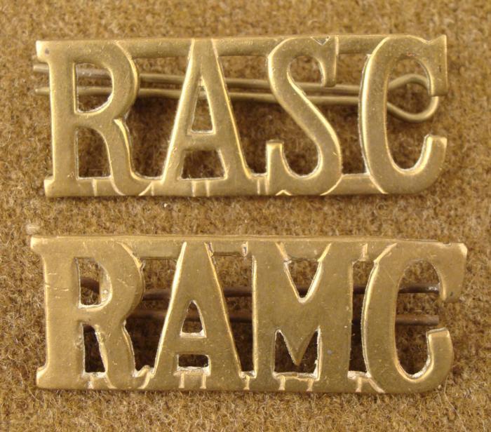 2 WWI BRITISH RASC & RAMC ORIGINAL INSIGNIA ROYAL MEDIC