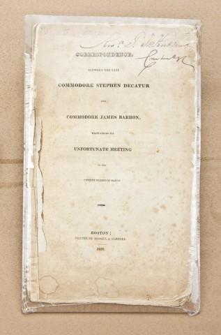 Pamphlet entitled correspondence between the elate Commodore James ...