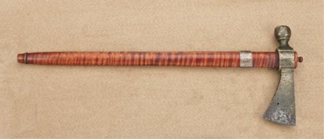 Late 18th to early 19th century pipe tomahawk. The head is of cast ...