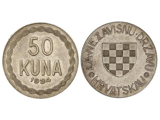 WORLD COINS: CROATIA - 50 Kuna. 1934. CuNi. X-2c. EBC.