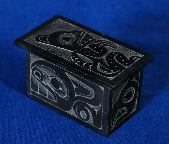 Haida Argillite Box by Denny Dixon with a Different Carved Design on ...