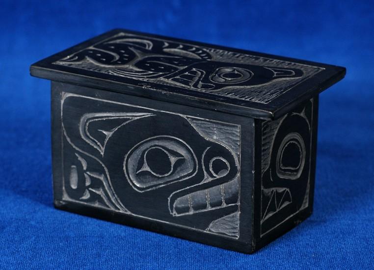 Haida Argillite Box by Denny Dixon with a Different Carved Design on ...