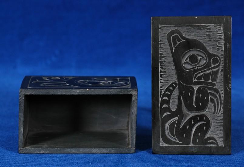 Haida Argillite Box by Denny Dixon with a Different Carved Design on ...