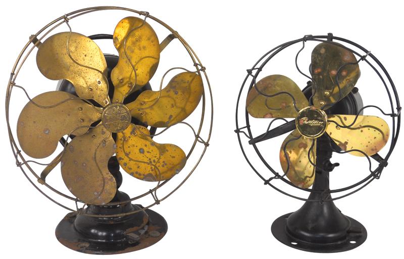 Electric fans (2), Century, Model 351, cast iron w/4 brass blades, 15"H ...
