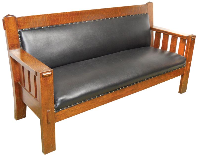 Mission oak bench, original to the Nodaway Masonic Lodge-Clarinda, IA ...