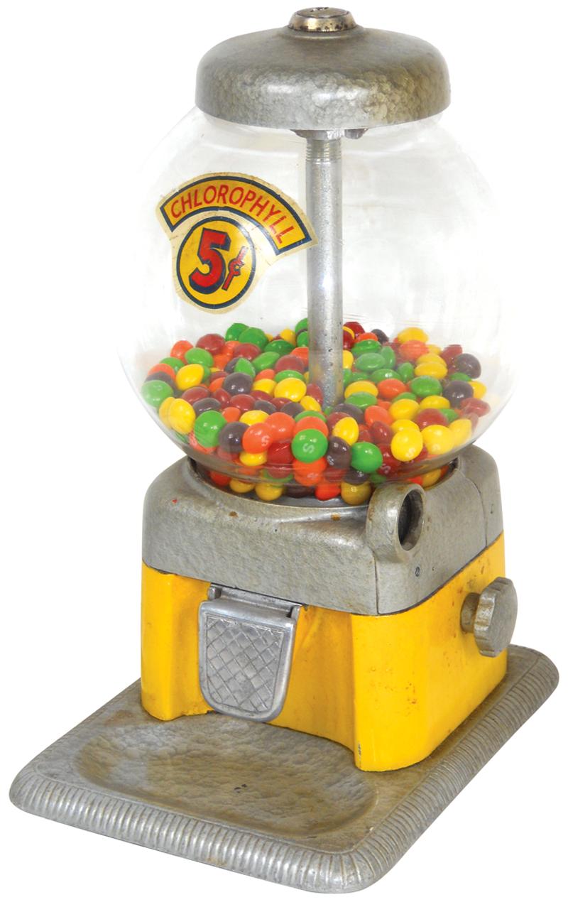 Coin-operated machine, breath pellet vendor, aluminum w/tray & orig ...