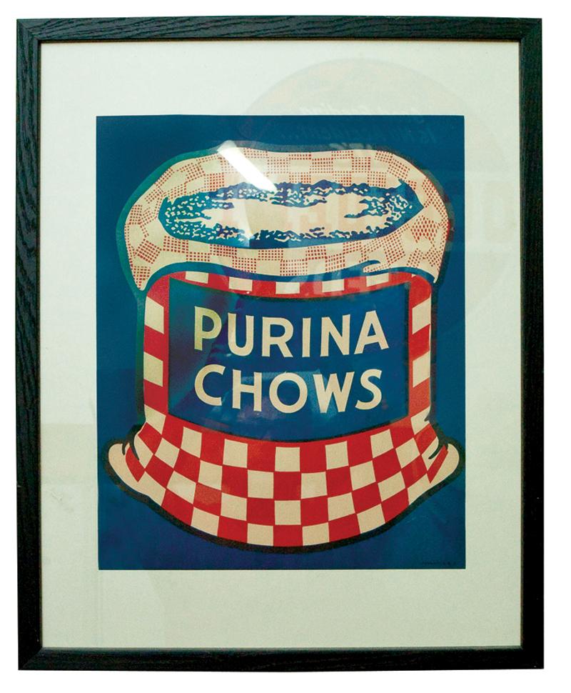 Purina Chows framed litho on paper sign, Exc cond, 21"H x 17"W & Purina ...