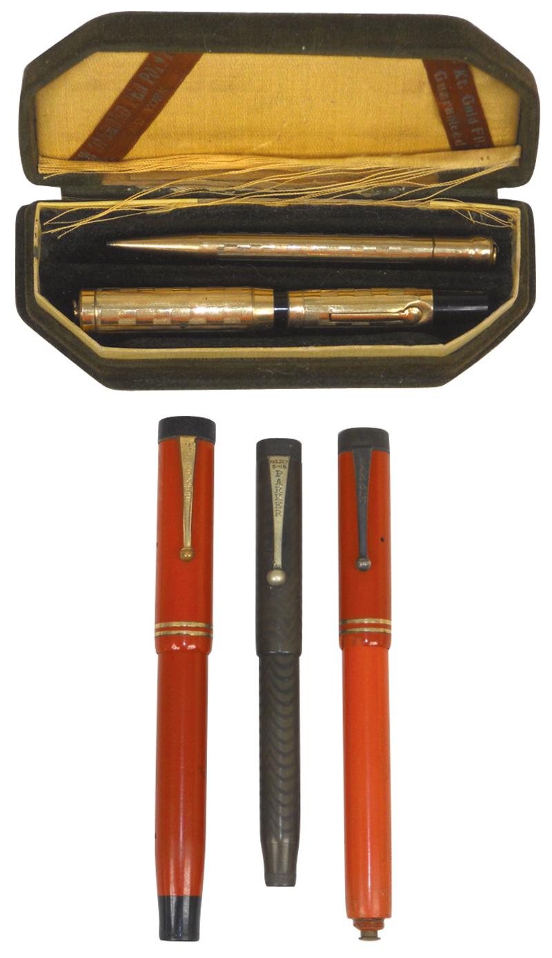 Diamond Point Pen Co. fountain pen & pencil set, gold w/ring caps in ...