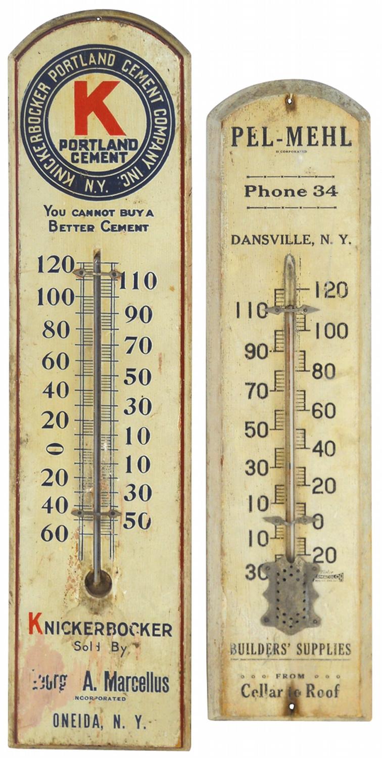 Advertising thermometers (2), Pel-Mehl-Dansville, NY & Knickerbocker ...