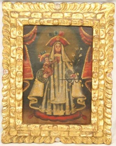 3 PERUVIAN RELIGIOUS OIL PAINTINGS