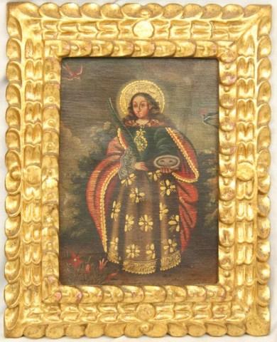 3 PERUVIAN RELIGIOUS OIL PAINTINGS
