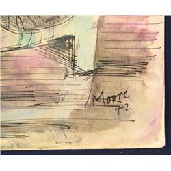 ORIGINAL HENRY MOORE WATERCOLOR & INK DRAWING 1942