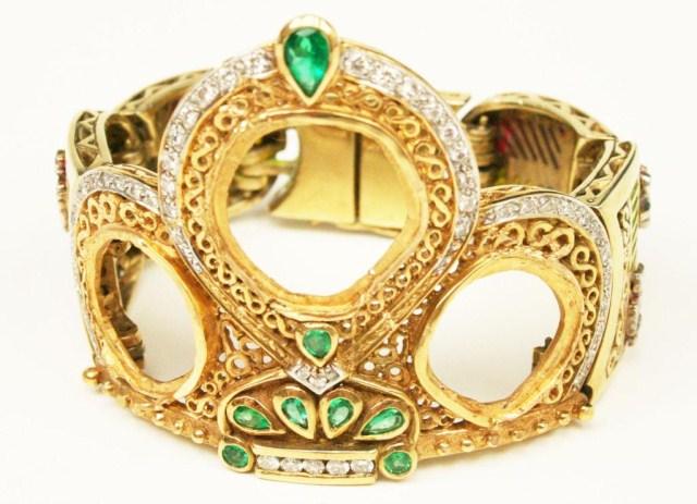 24K GOLD JEWEL ENCRUSTED CROWN BRACELET