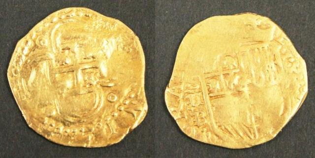 24K GOLD 1597 SPANISH 2 ESCUDO GOLD COBB DOUBLOON