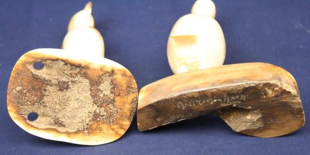ALASKAN ESKIMO WALRUS TUSK IVORY CARVED BIRDS