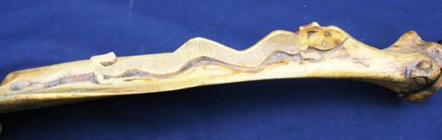 MAORI WHALE BONE CLUB SCRIMSHAW CARVING
