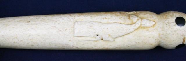 19TH CENTURY WHALE BONE FID WITH BALEEN INSERTS