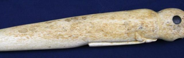 19TH CENTURY WHALE BONE FID WITH BALEEN INSERTS