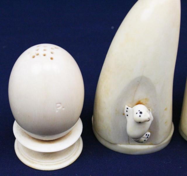CARVED IVORY SALT & PEPPER SHAKERS