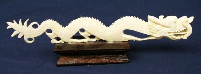 CHINESE CARVED IVORY FIGURE LOT 3 ST GEORGE DRAGON