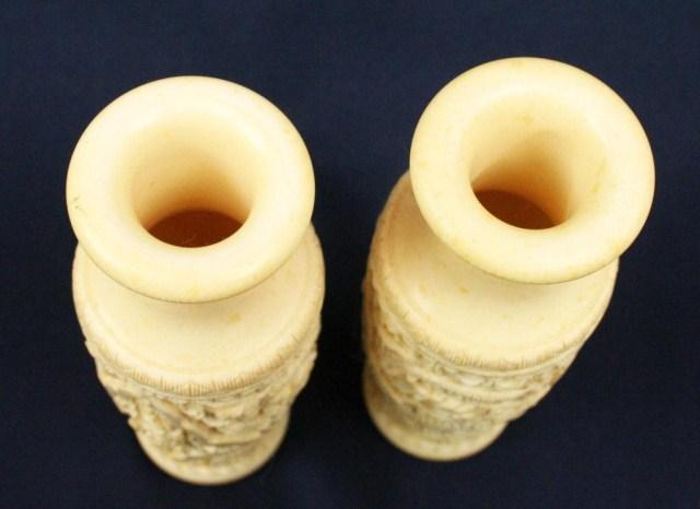 PAIR CARVED IVORY VASES