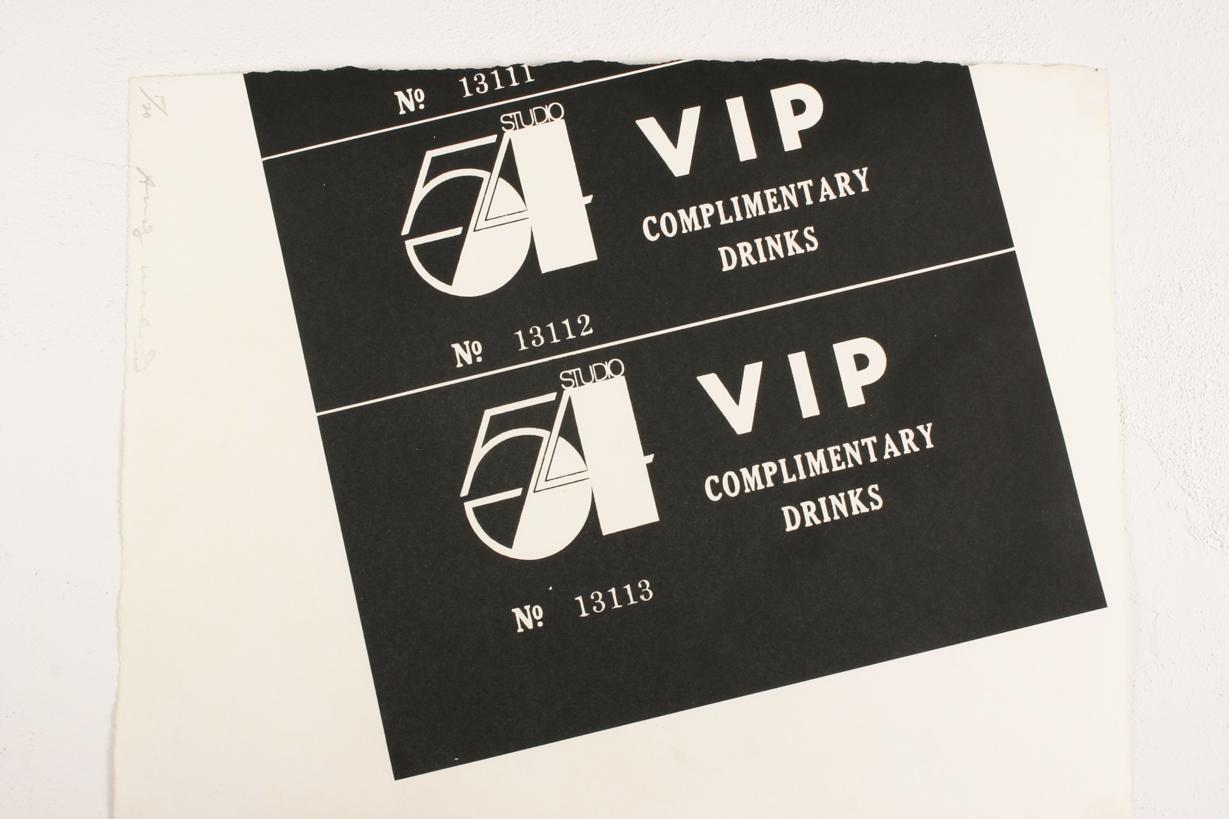 Andy Warhol "Studio 54 VIP Complimentary Drinks" ticket No. 13113