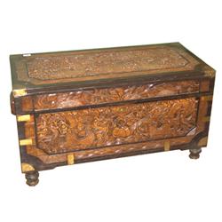 Carved Wooden Trunk
