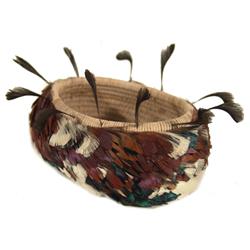 Small Oval Pomo Feather Basket