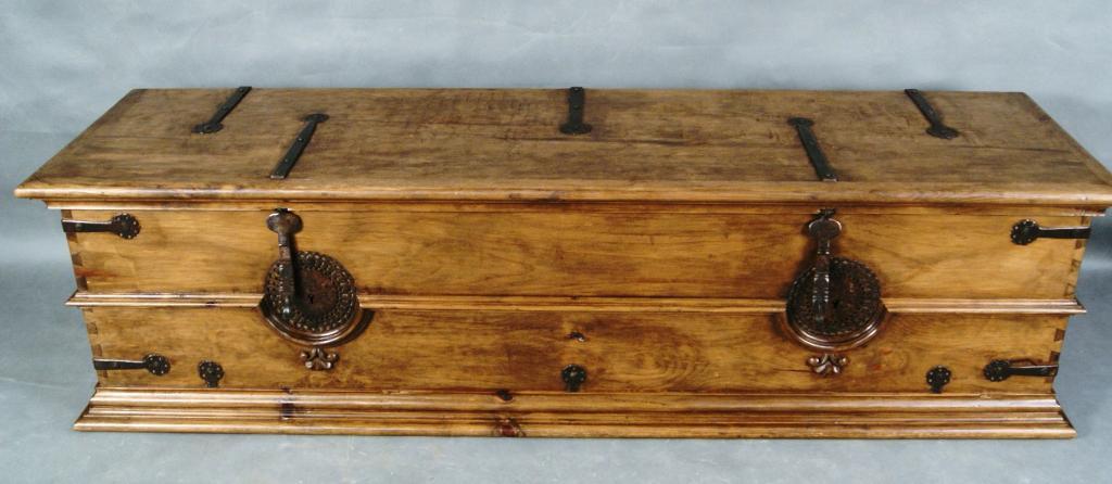 Spanish Colonial style arms chest w iron straps and iron hardware ...
