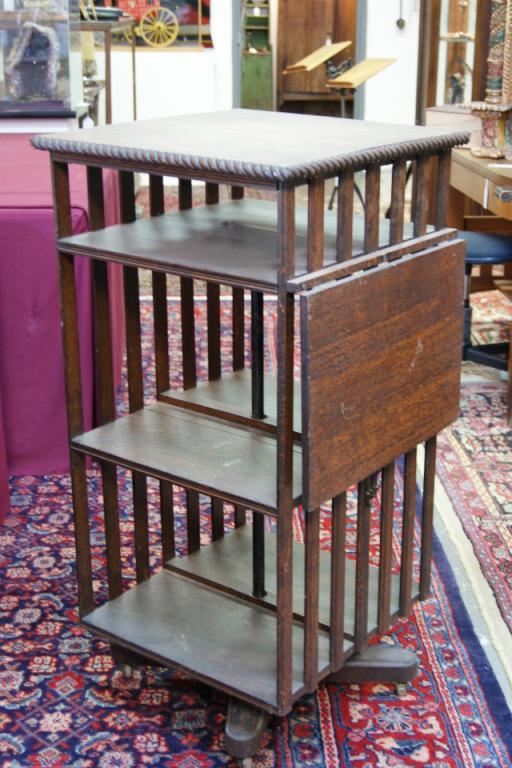 Antique revolving library bookcase w/ shelf