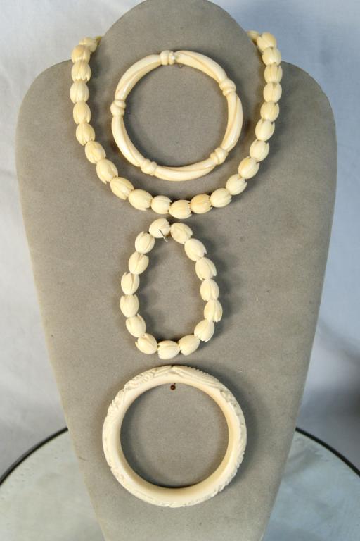 Ivory bangles, necklace & bracelet