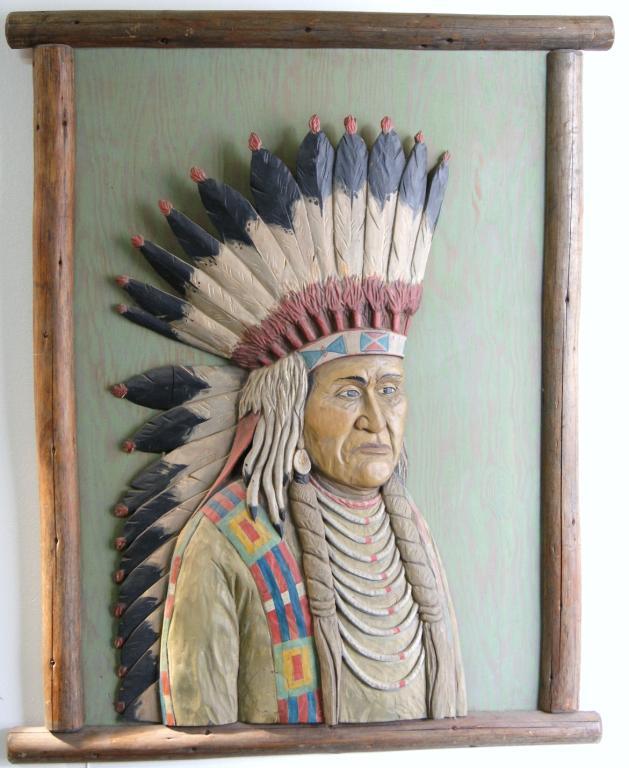 Wood carved painting of Geronimo