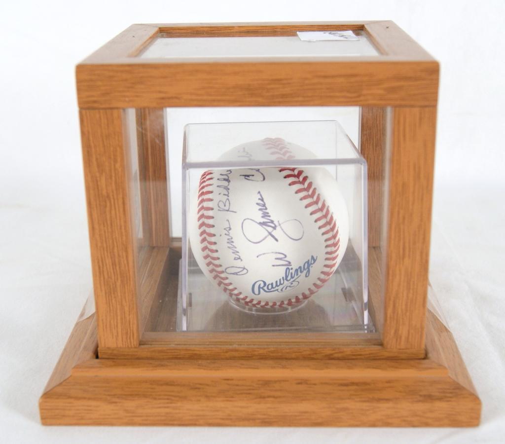Signed baseballs by Dennis Biddle, James Cobbin cased and Barry Bonds - 2