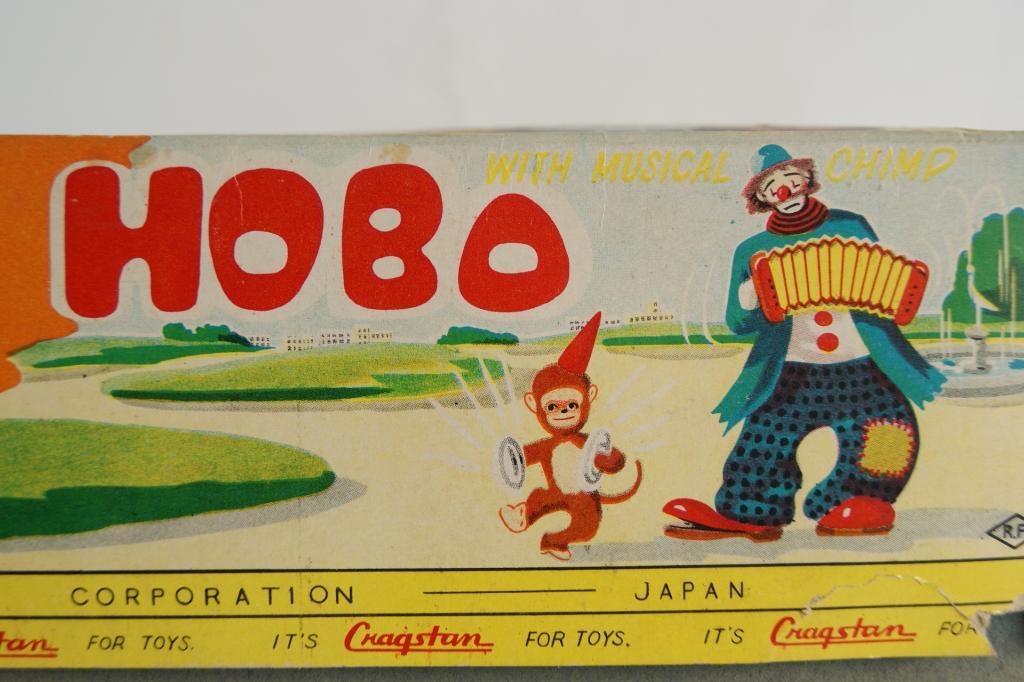 "Hobo" 10" toy accordion player w musical monkey Vintage 1950's ...