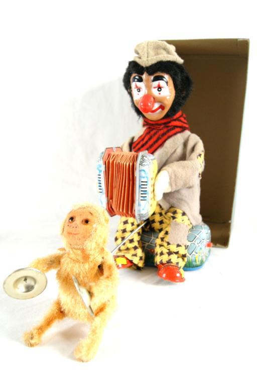 "Hobo" 10" toy accordion player w musical monkey Vintage 1950's ...