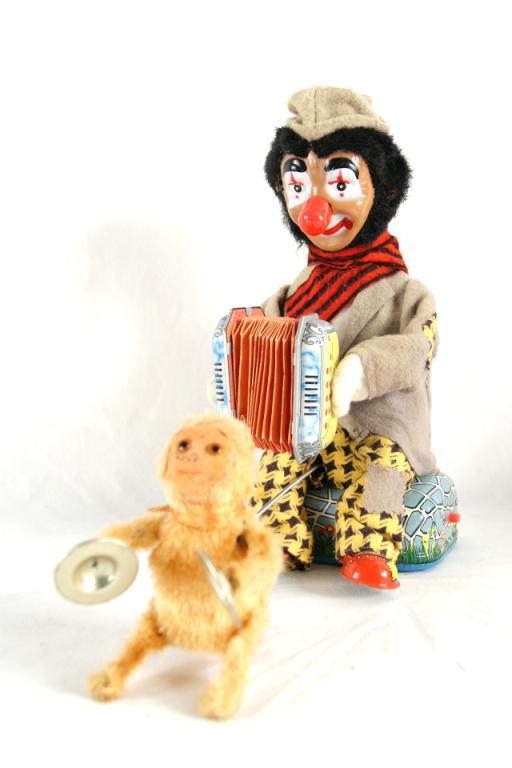 "Hobo" 10" toy accordion player w musical monkey Vintage 1950's ...