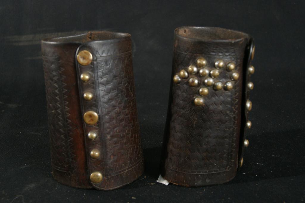 Pair of Leather studded wrist gauntlets