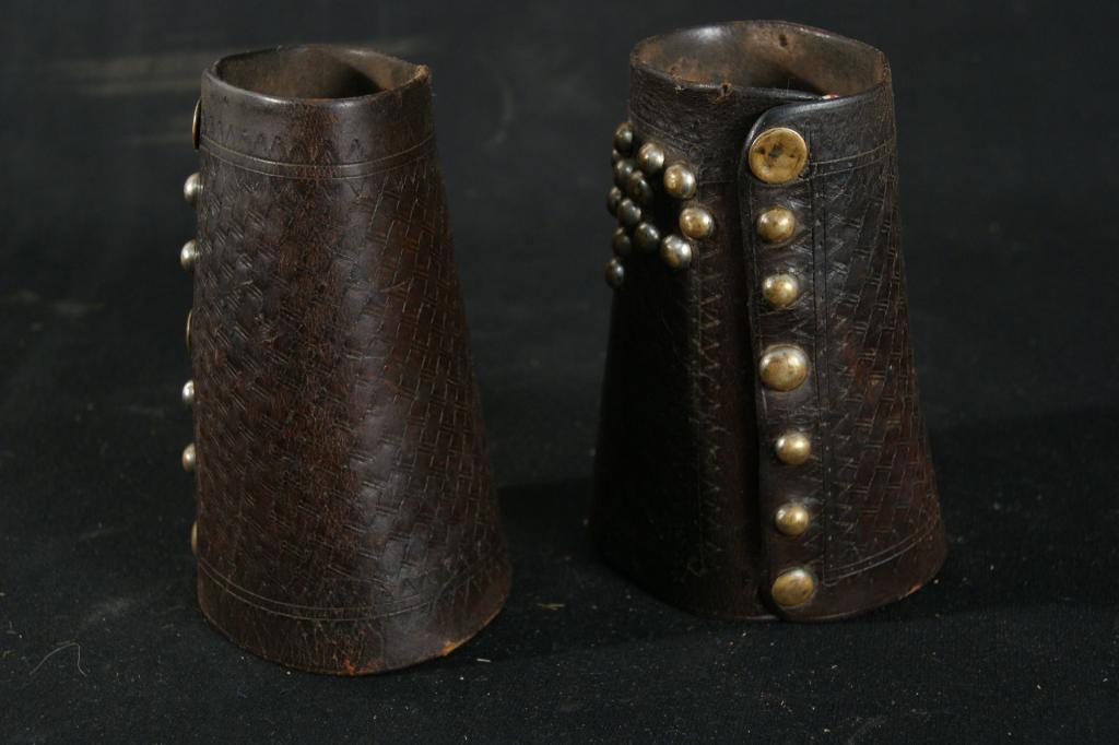 Pair of Leather studded wrist gauntlets