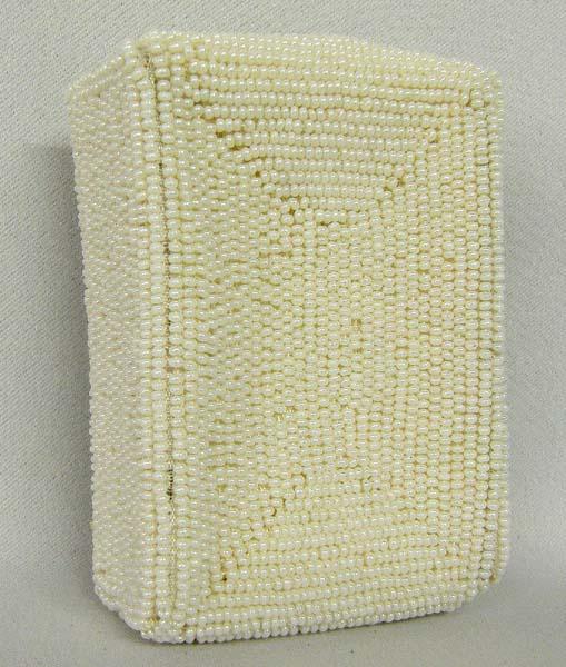 Vintage Japanese White Beaded Cigarette Case