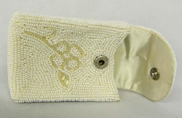 Vintage Japanese White Beaded Cigarette Case