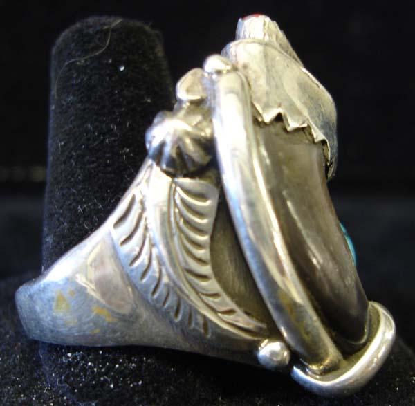 Navajo Sterling Silver Bear Claw Ring by H Smith