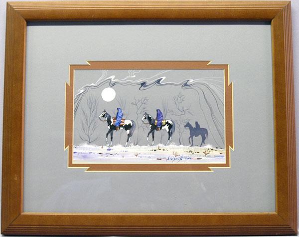 Navajo Framed Original Painting by Justin Tso