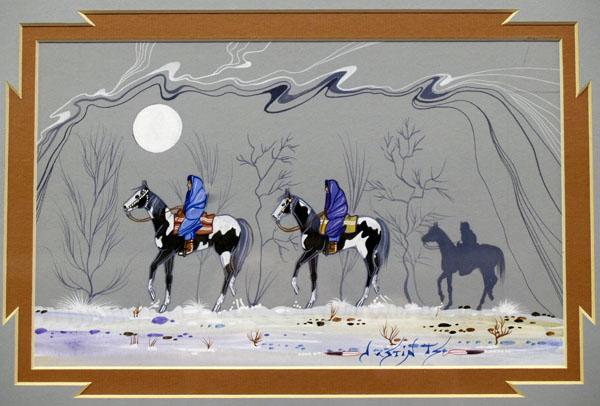 Navajo Framed Original Painting by Justin Tso