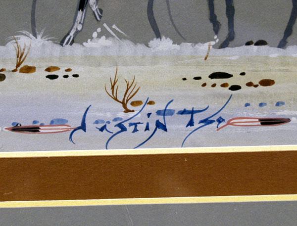 Navajo Framed Original Painting by Justin Tso