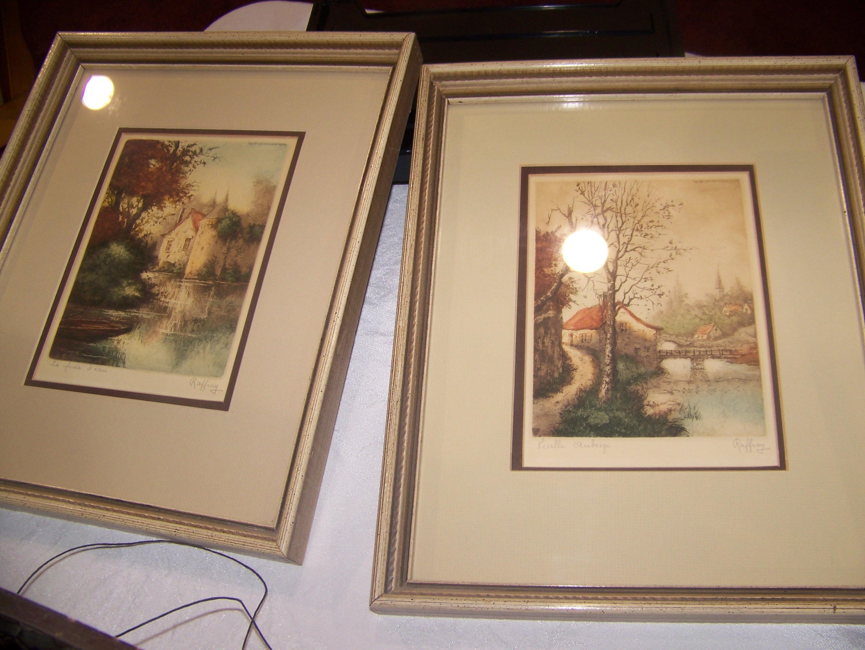 Andre Raffray Two Beautiful hand signed framed vintage etchings