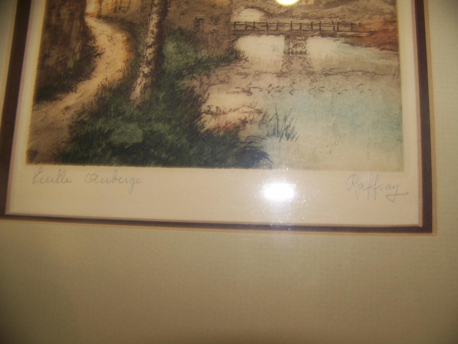 Andre Raffray Two Beautiful hand signed framed vintage etchings